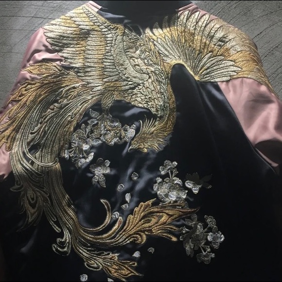 Jackets & Coats | Nwt Koisea Phoenix Satin Embroider Sukujan Jacket ...